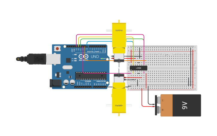 Circuit design Motor Controller and Monitor - Tinkercad