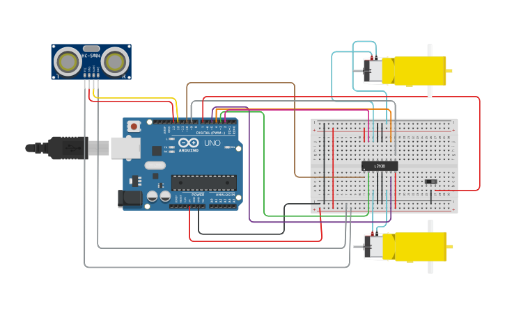 Circuit design OBSTACLE AVOIDANCE ROBOT - Tinkercad
