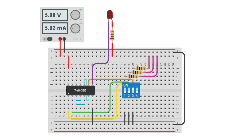 Circuit design Circuito Nand simplificado | Tinkercad