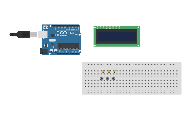 Circuit design Arduino clock (with set buttons) - Tinkercad