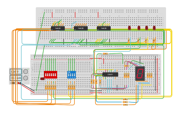 Circuit design Copy of decodificador e codificador BCD - Tinkercad Circuit design Copy of decodificador e codificador BCD - Tinkercad