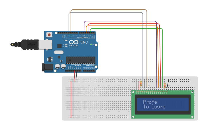 Circuit design pantalla LSD - Tinkercad