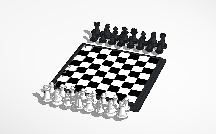3D design Chess pieces and Chess board with labels (split version ...