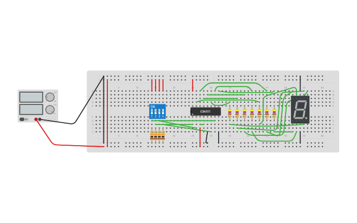 Circuit design 4511 decodificador 7 segmentos | Tinkercad