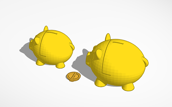 3D design piggy bank savings bank with inner support structure - Tinkercad