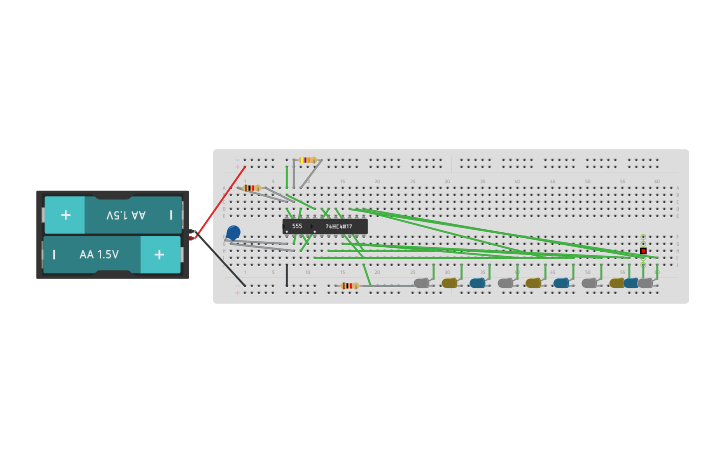 Circuit design LED Chaser Using 555 timer - Tinkercad