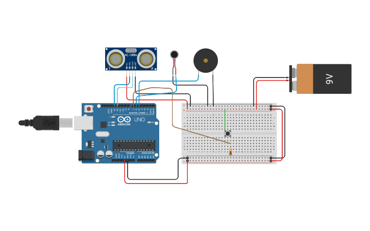 Circuit design smart blind stick | Tinkercad