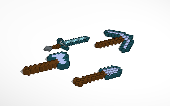 3D design minecraft sword pickaxe ax shovel | Tinkercad