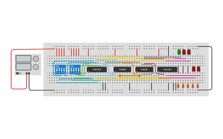 Circuit design BCD adder - Tinkercad