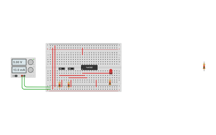 Circuit design NOR GATE - Tinkercad