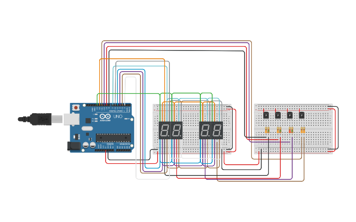 Circuit design 7 Segment IOT - Tinkercad