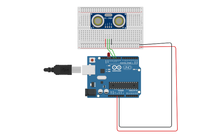 Circuit design Copy of ULTRASONIC SENSORS | Tinkercad