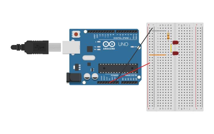 Circuit design led in serie | Tinkercad