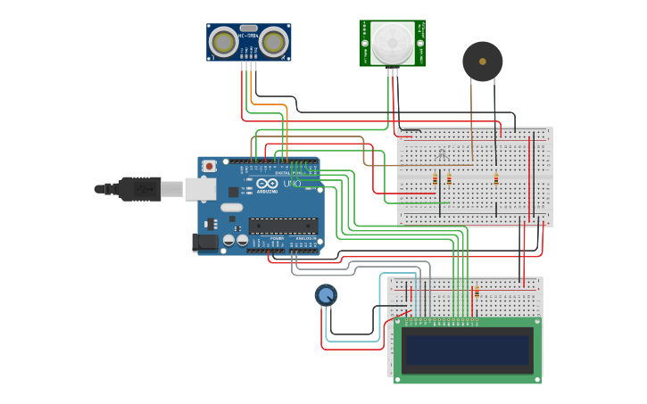 Circuit Design Social Distancing Detector System Tinkercad