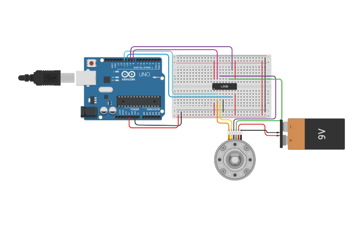 Circuit design motor stepper - Tinkercad Circuit design motor stepper - Tinkercad