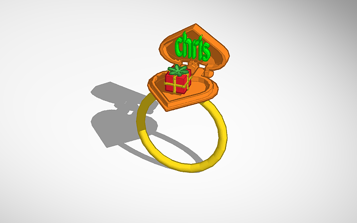 3D design heart box ring with present - Tinkercad