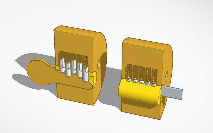 3D design pin tumbler lock - Tinkercad