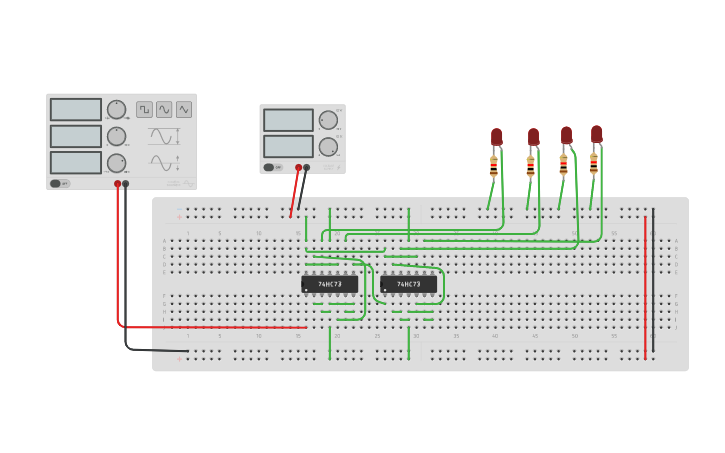 Circuit design Asynchronous down counter - Tinkercad