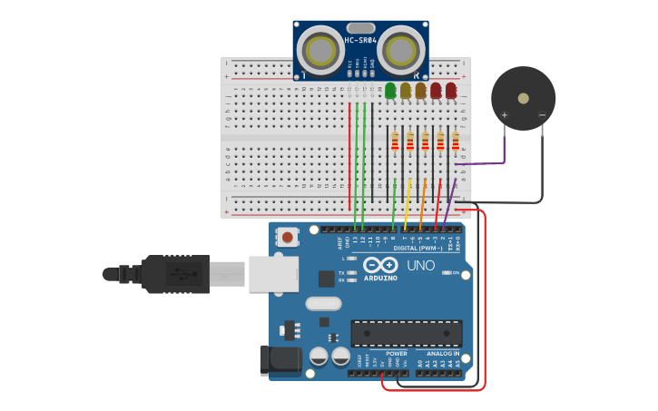 Circuit design Sensor de enchente - Tinkercad