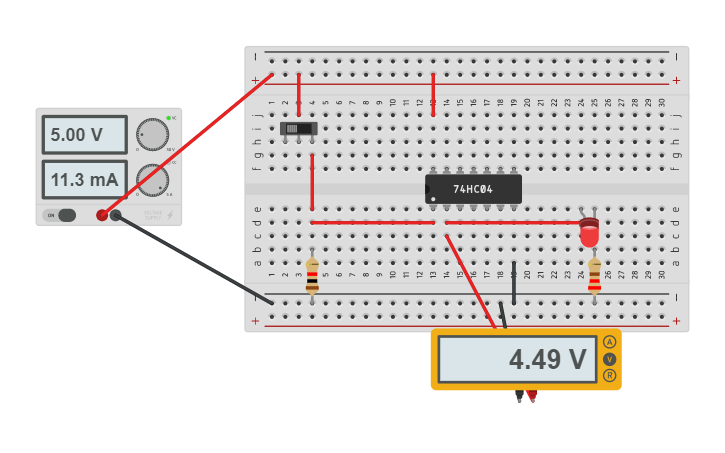 Circuit design Punto 1. Comp NOT | Tinkercad Circuit design Punto 1. Comp NOT | Tinkercad