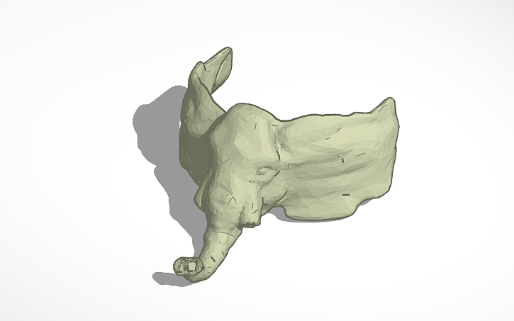 3D design Elephant Head W/ Tusk Holes and Invisible Bowl - Tinkercad