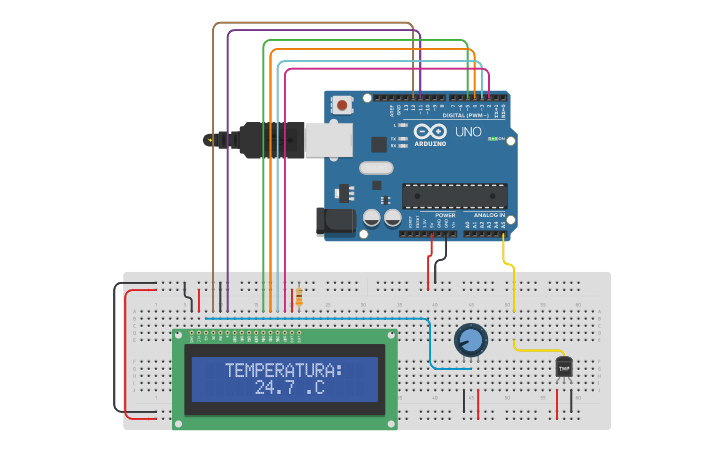 Circuit Design Sensor De Temperatura No Lcd Tinkercad