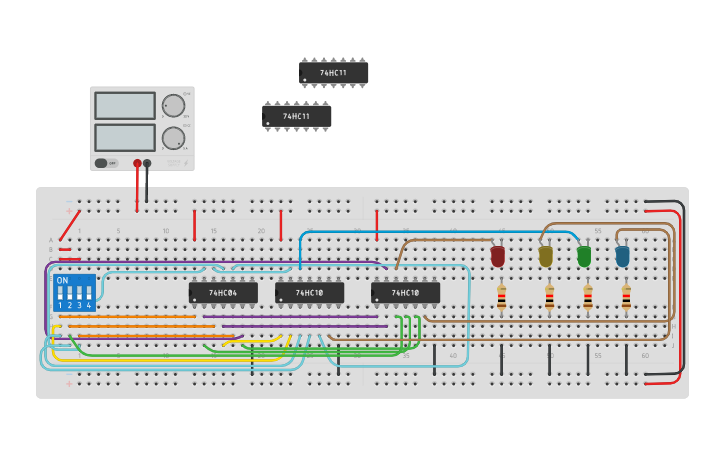 Circuit design 2:4 Decoder - Tinkercad