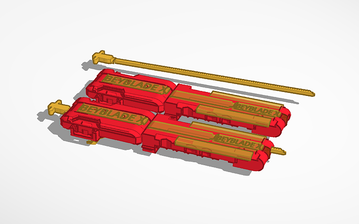 3D design Beyblade x samurai saber launcher red version - Tinkercad