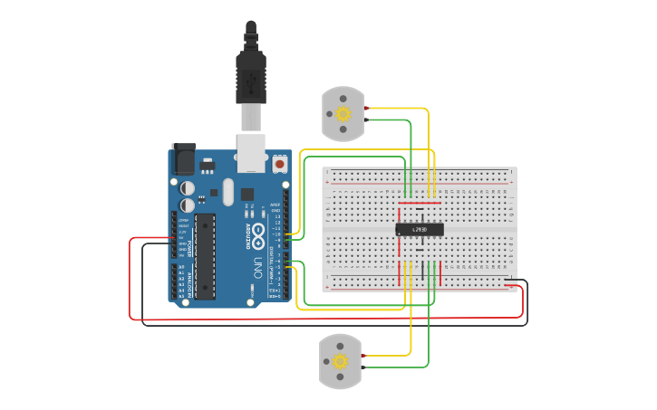 Circuit design Arduino ile dc motor sürme (l293d) | Tinkercad