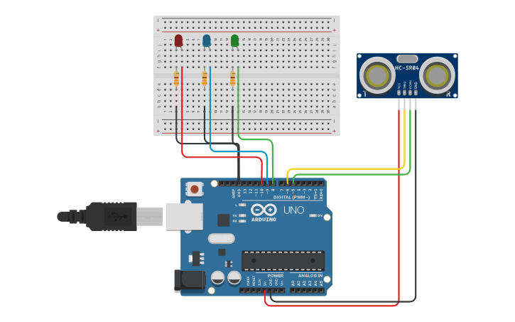Circuit design Ultrasonic Distance Sensor - Tinkercad