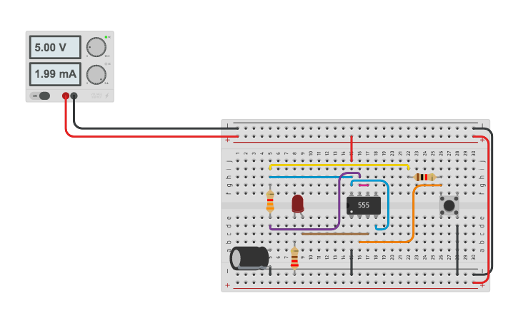 Circuit design 555 como monoestable- | Tinkercad