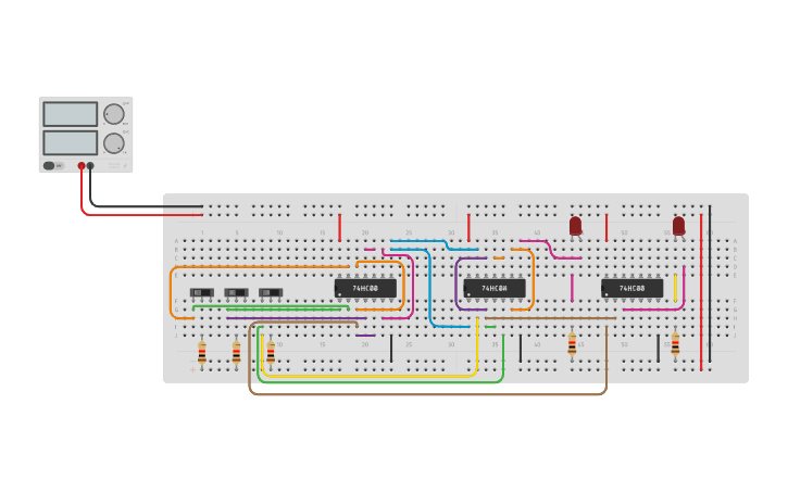 Circuit design FULL ADDER USING NAND GATE - Tinkercad