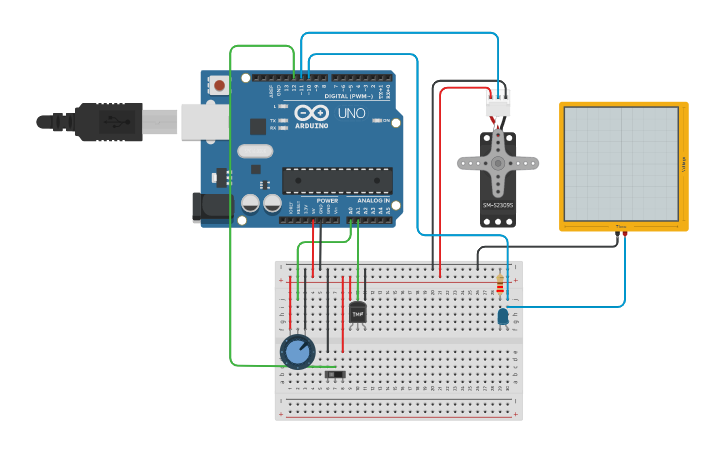 Circuit design Copy of Lab 5 Activity 3: Sensors and actuators with Arduino | Tinkercad
