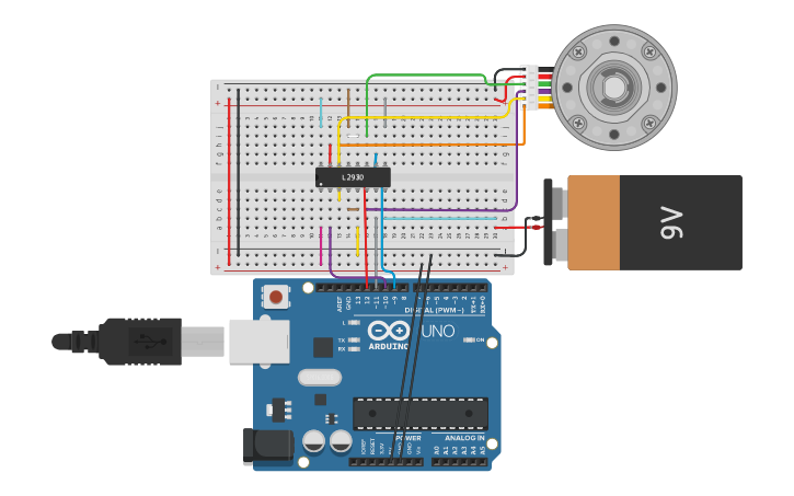 Circuit design giro de motor | Tinkercad