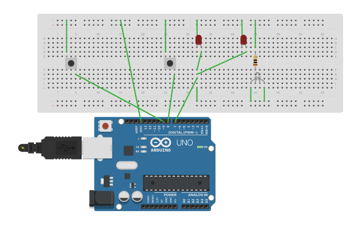 Circuit design Push Button - Tinkercad