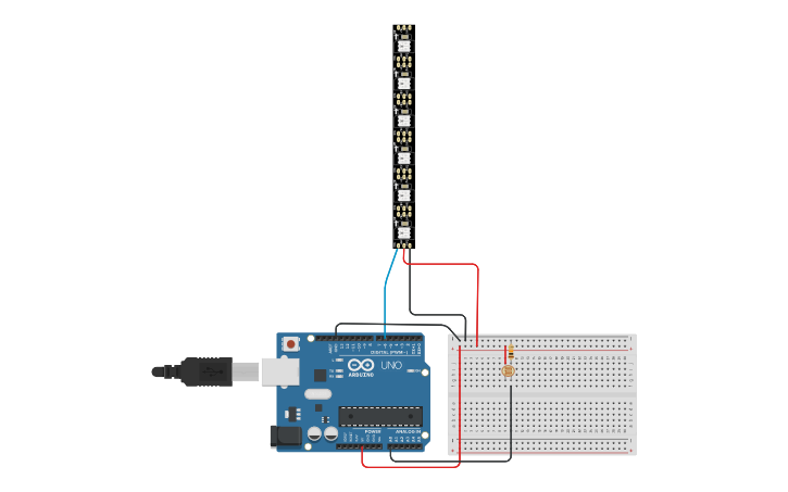 Circuit design LED strip - Tinkercad
