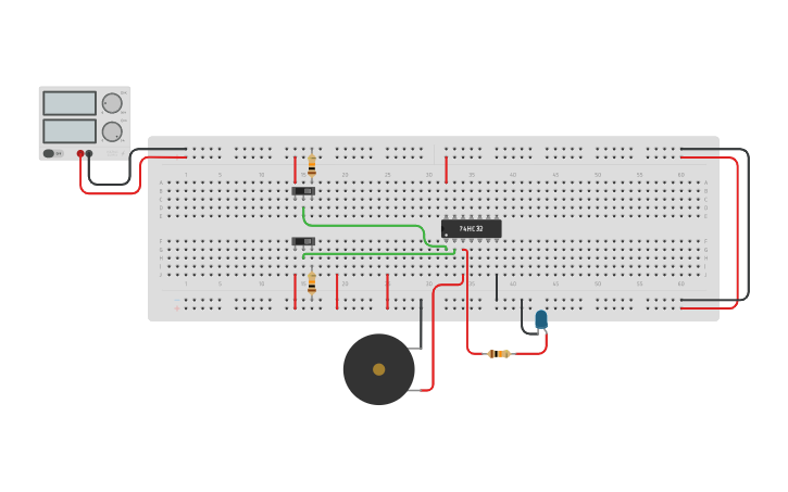 Circuit design Two way DOOR BELL - OR Gate - Tinkercad