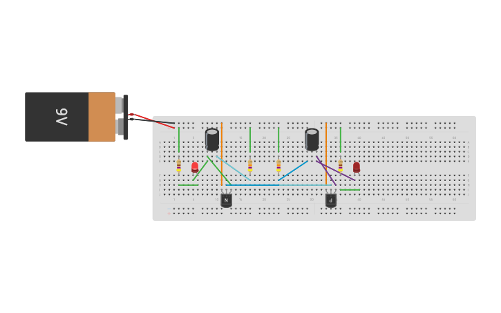 Circuit design transistor LED switching | Tinkercad