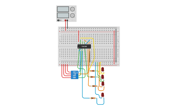 Circuit design Gray Code to Binary | Tinkercad
