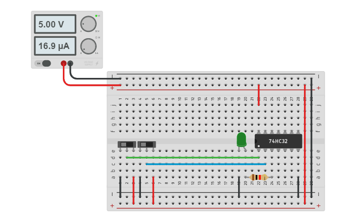Circuit design Logical OR gate using 7032 IC - Bishal Tamang | Tinkercad