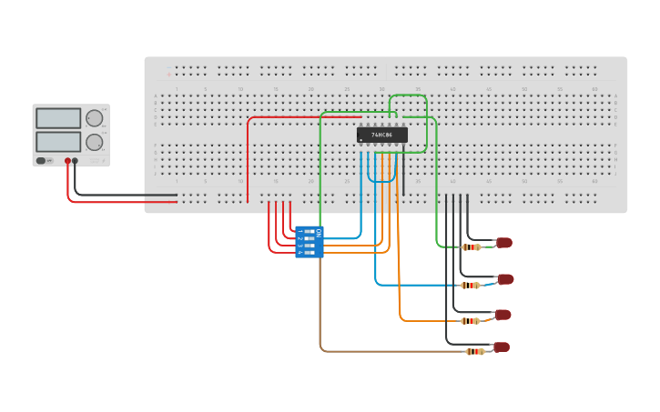 Circuit design Gray code to binary - Tinkercad