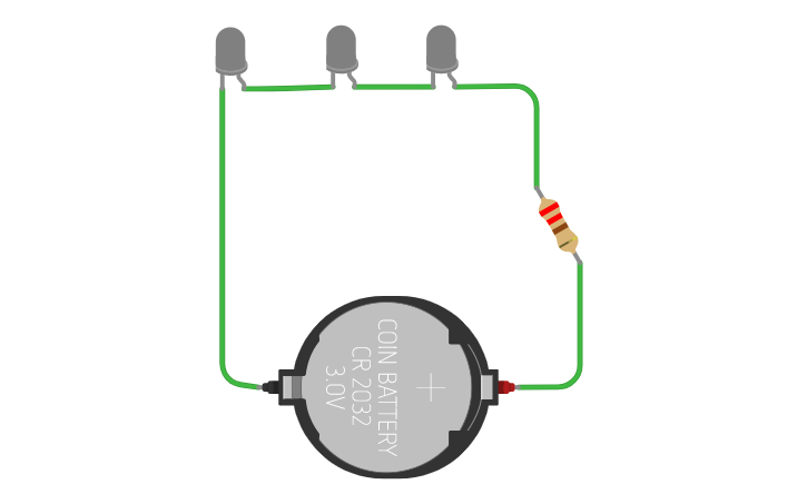 Circuit design Three LEDs in Series - Tinkercad