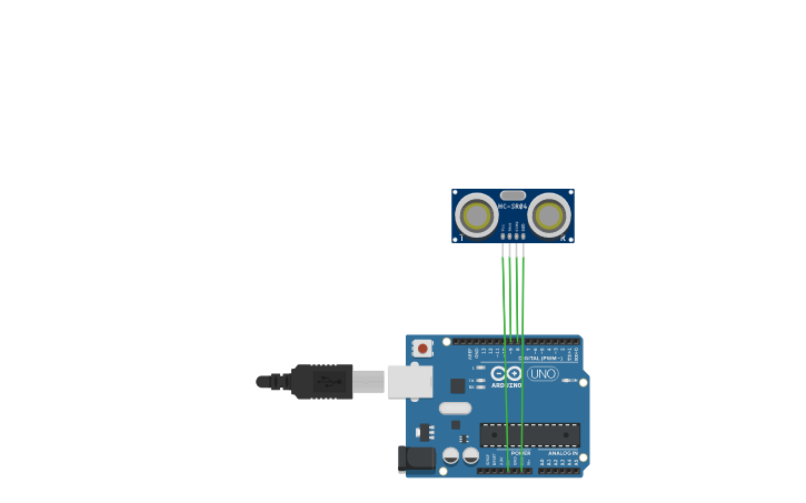 Circuit Design Ultrasonic Sensor Tinkercad