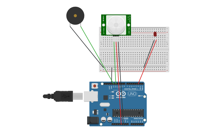 Circuit design PIR Sensor 63709636 - Tinkercad