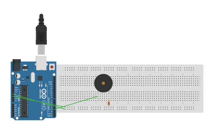 Circuit design Piezo Mario Song - Tinkercad