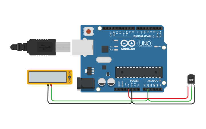 Circuit design Conversor Analógico para digital do Arduino UNO - Tinkercad
