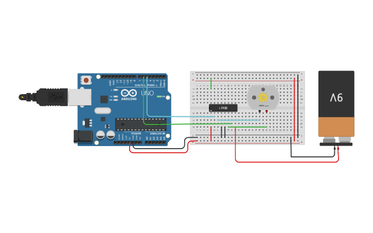 Circuit design Motor DC | Tinkercad