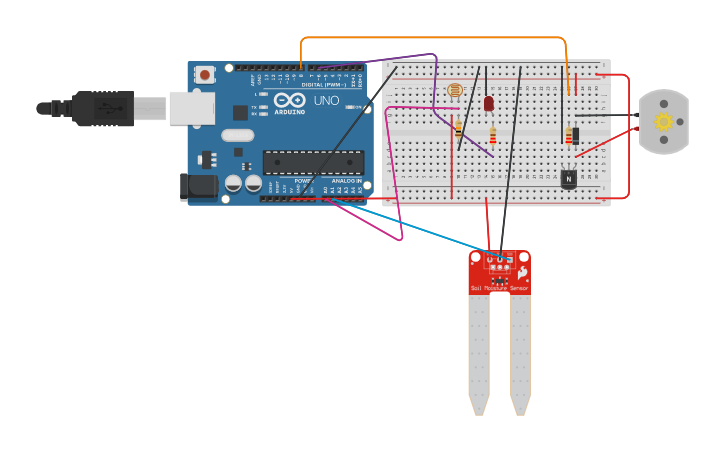 Circuit design Sistema de riego - Tinkercad