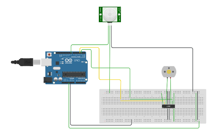 Circuit design Motion Based Automatic Door Opener - Tinkercad
