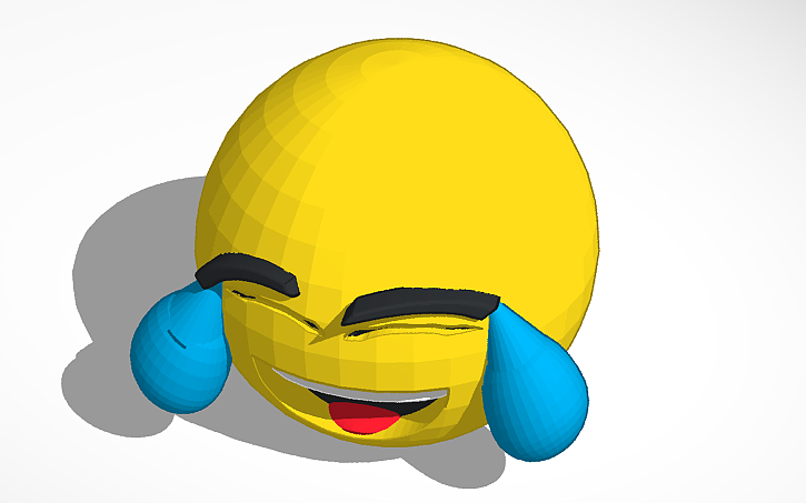 3D design laughing crying emoji - Tinkercad